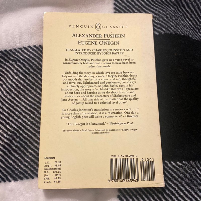 Eugene Onegin by Alexander Pushkin; Johnston Bayley; Charles Johnston ...