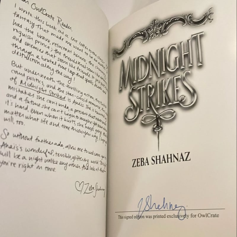Signed Sprayed Edge Owlcrate Special First Edition Midnight Strikes by ...