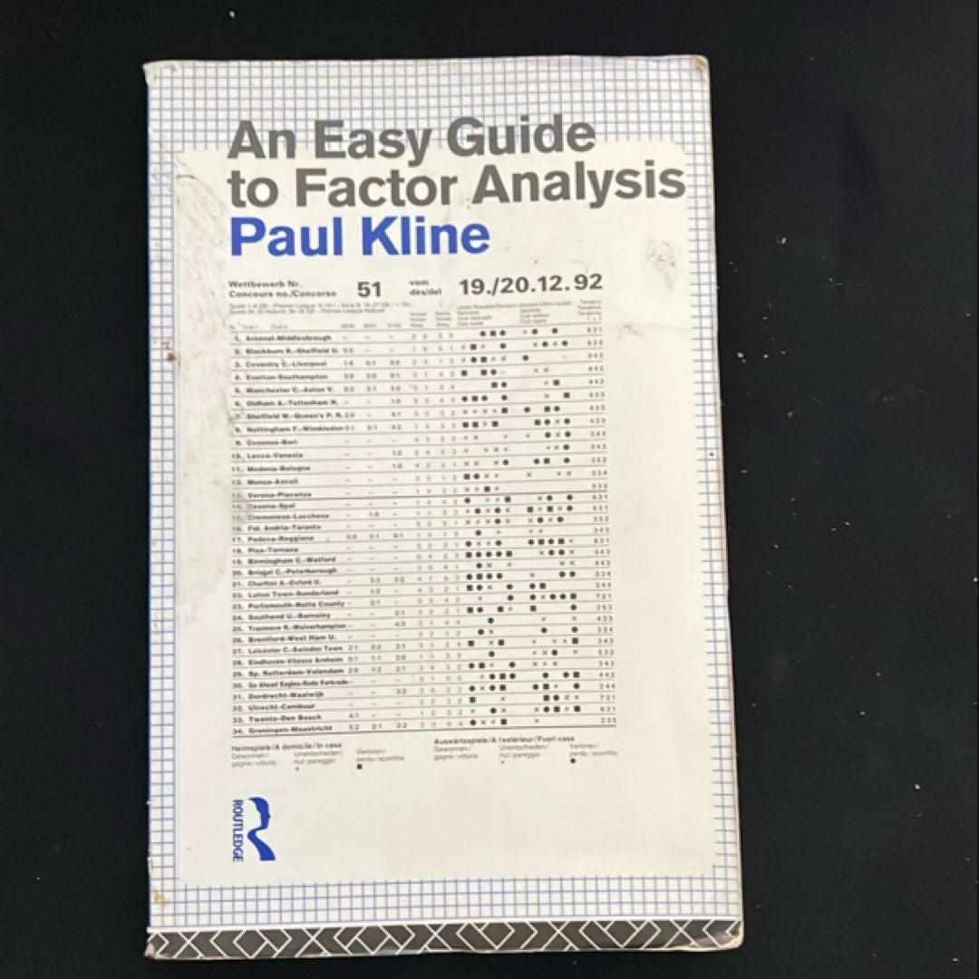 An Easy Guide to Factor Analysis by Paul Kline