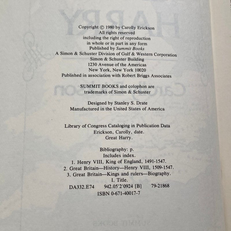 Great Harry by Carolly Erickson, Hardcover | Pangobooks