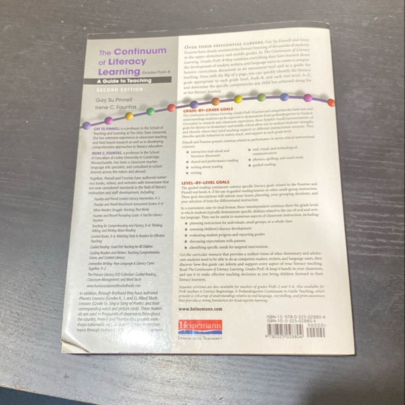 The Continuum of Literacy Learning, Grades PreK-8, Second Edition by ...