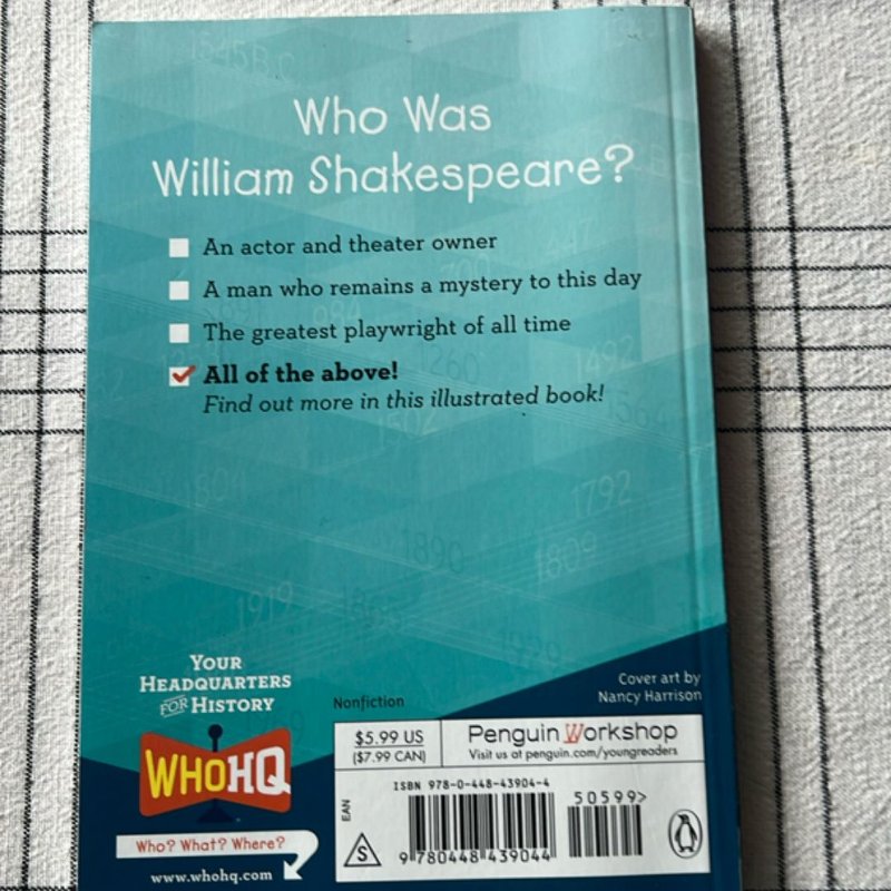 Who Was William Shakespeare? by Celeste Mannis, Who HQ