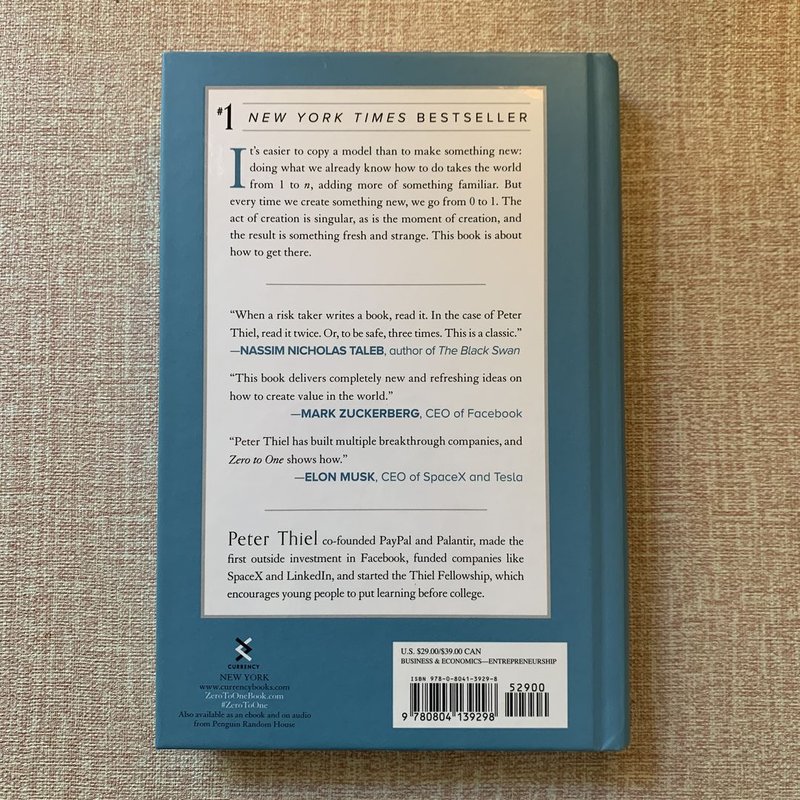 Zero to One by Peter Thiel; Blake Masters