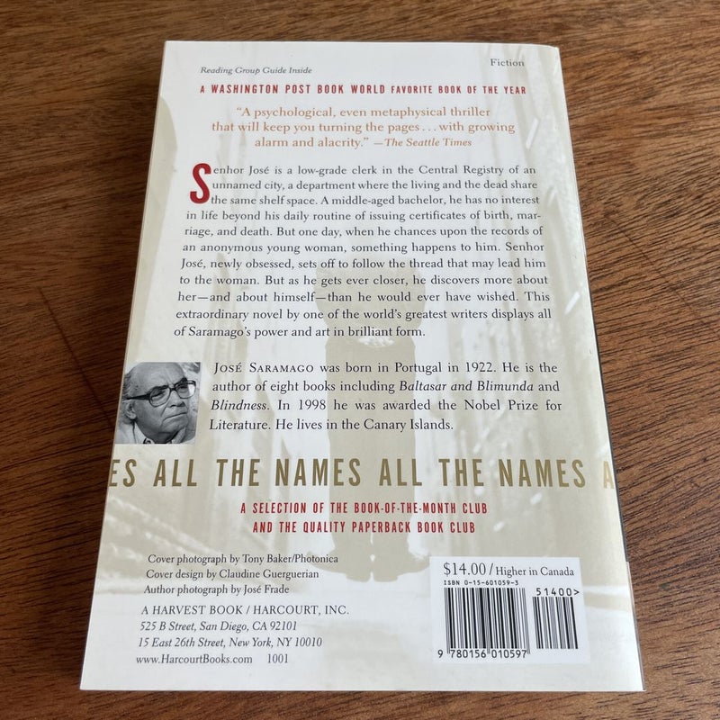 All the Names by José Saramago; José Saramago, Paperback | Pangobooks