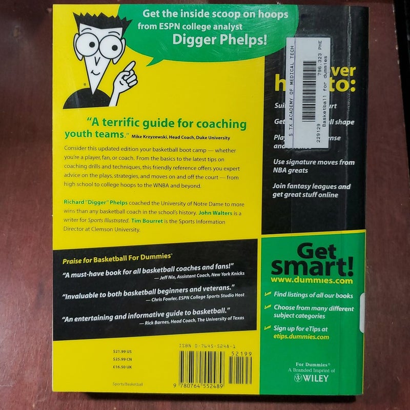 Basketball for Dummies by Richard Phelps, John Walters, Tim Bourret