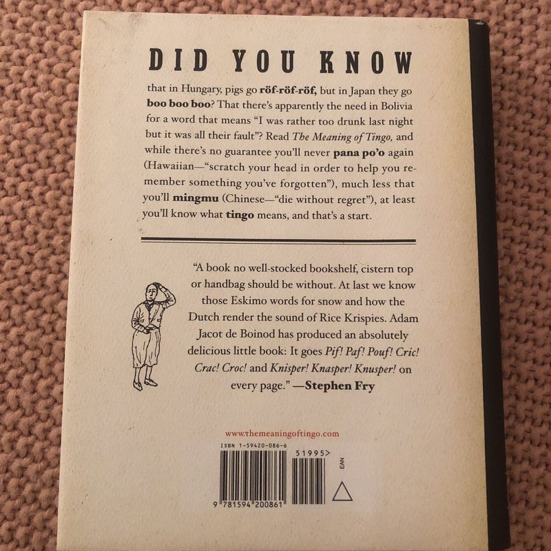 The Meaning of Tingo by Adam Jacot de Boinod, Hardcover | Pangobooks