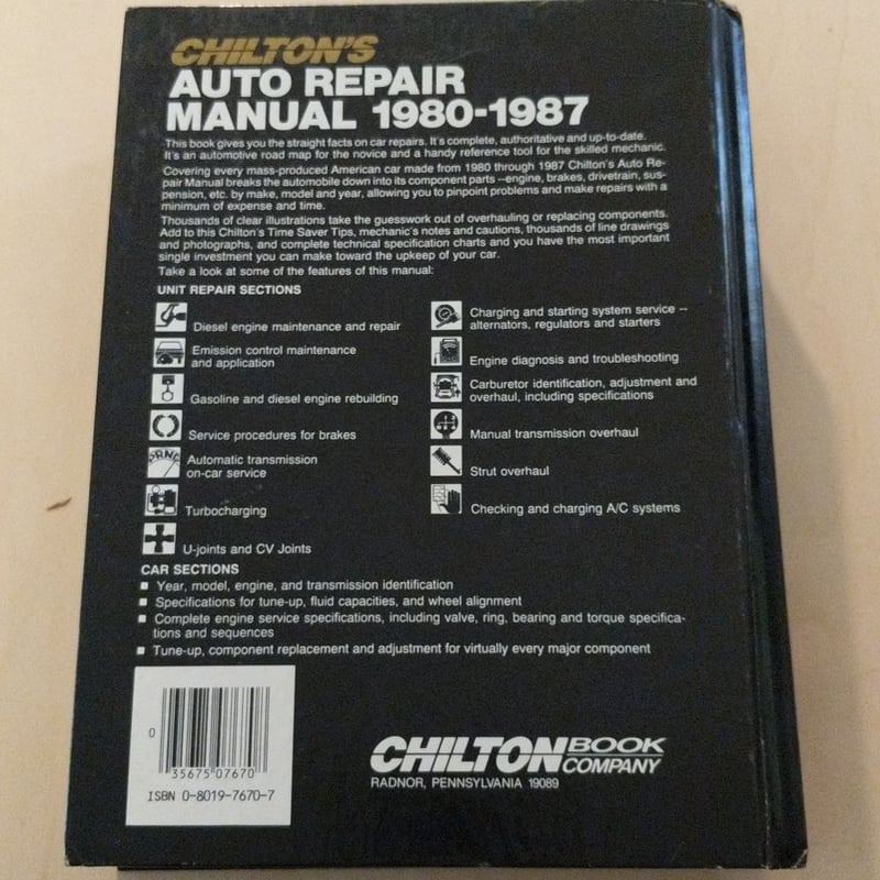 Chilton's Auto Repair Manual, 1980-1987 by