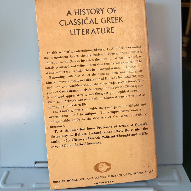 A History of Classical Greek Literature from Homer to Aristotle by T. A ...