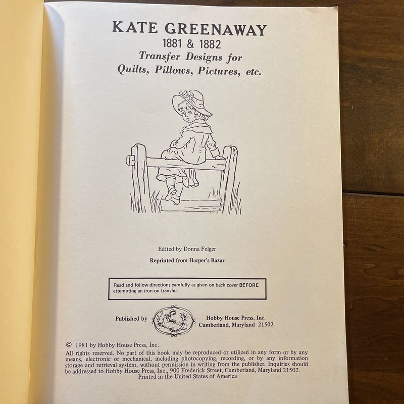 Kate Greenaway Transfer Designs by