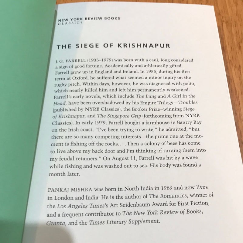 The Siege of Krishnapur by J. G. Farrell, Pankaj Mishra