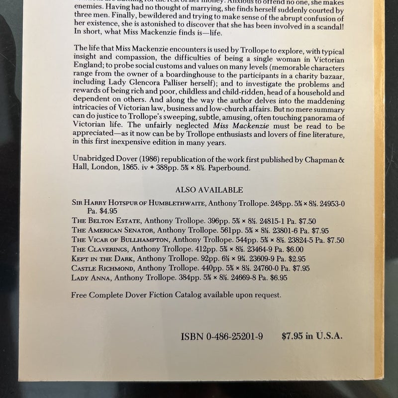 Miss Mackenzie by Anthony Trollope