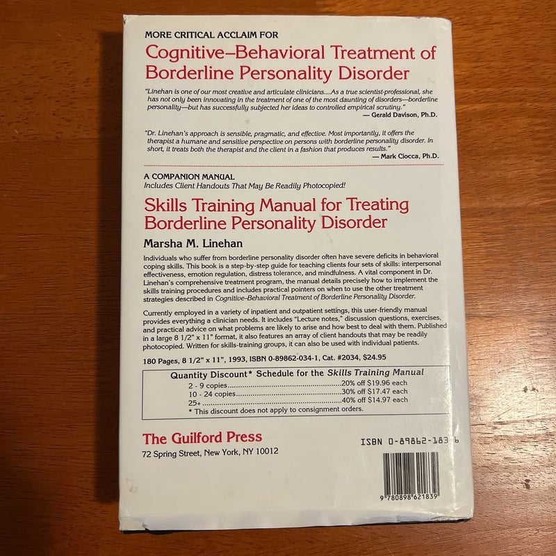 Cognitive-Behavioral Treatment of Borderline Personality Disorder by ... Cognitive-Behavioral Treatment of Borderline Personality Disorder by ...