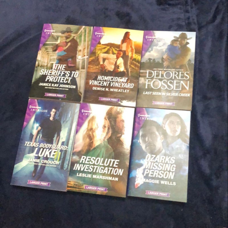 Lot of 6 Harlequin Intrigue Large Print Romance Novels by Various ...