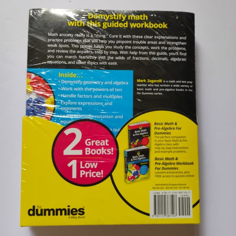 Basic Math and Pre-Algebra for Dummies Book + Workbook Bundle by Mark ...