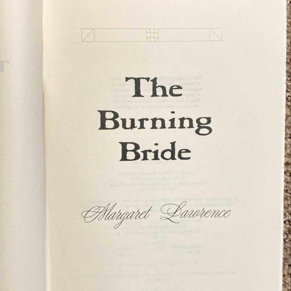 The Burning Bride by Margaret Lawrence