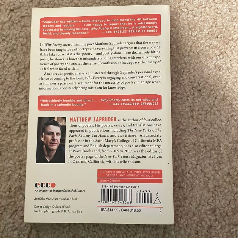Why Poetry by Matthew Zapruder, Paperback | Pangobooks