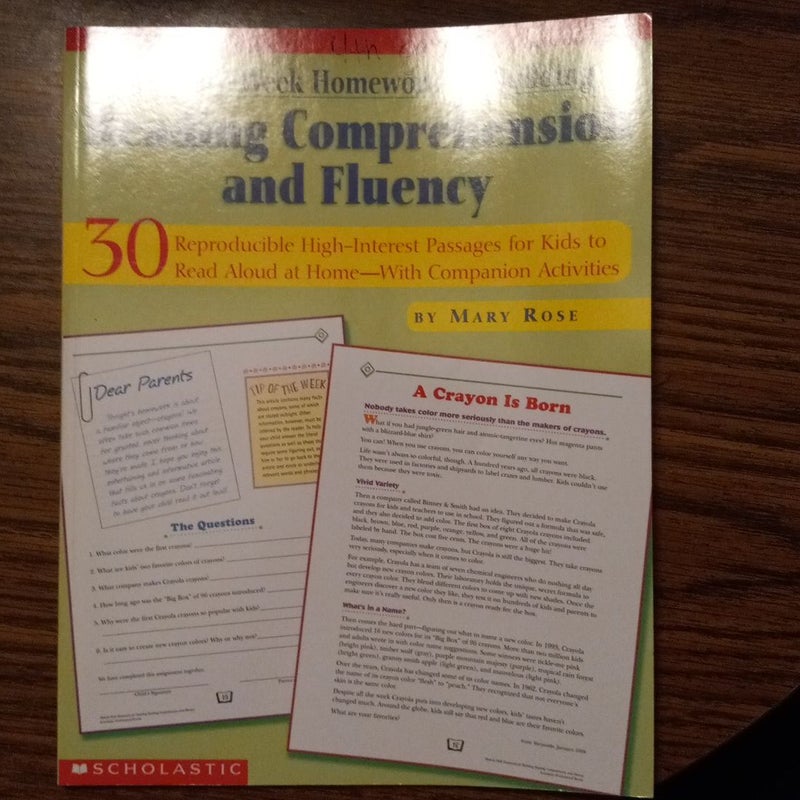 Week-By-Week Homework for Building Reading Comprehension and Fluency by ...