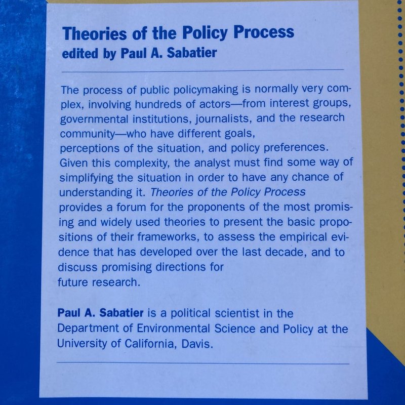 Theories of the Policy Process by Paul A. Sabatier