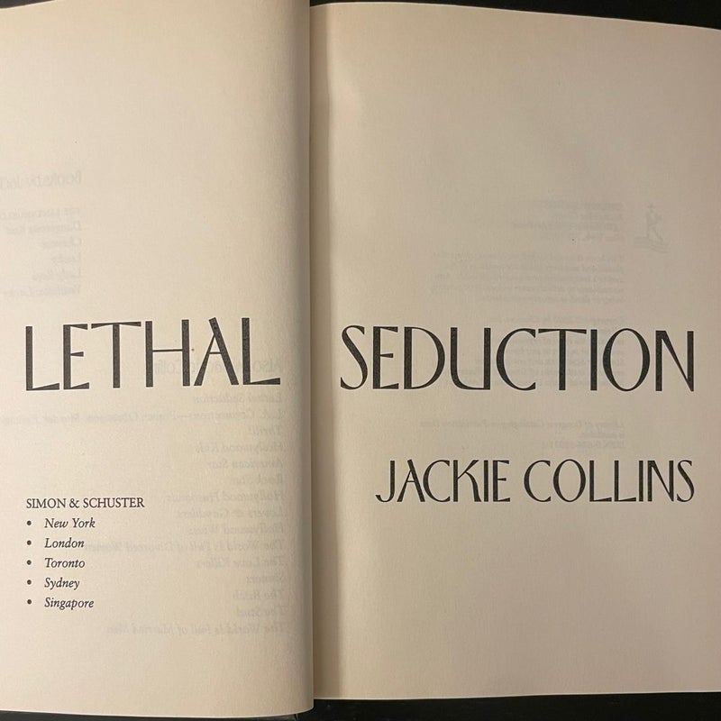 Lethal Seduction by Jackie Collins, Hardcover | Pango Books