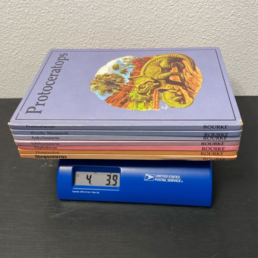 Vintage Rourke Dinosaur Library Books Orange Pink Lavender Decorative ...