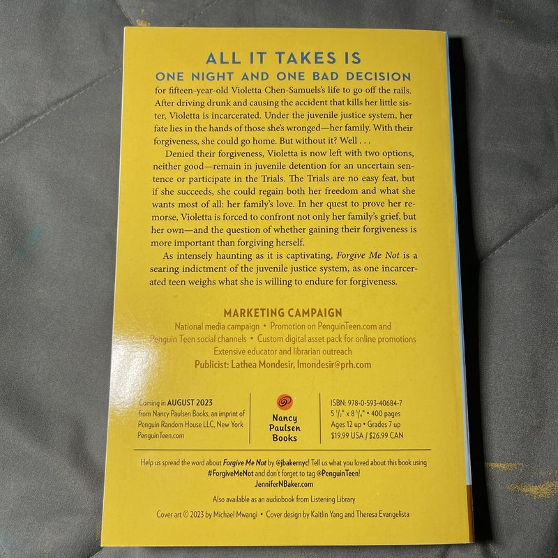 Forgive Me Not (arc) by Jennifer Baker, Paperback | Pangobooks