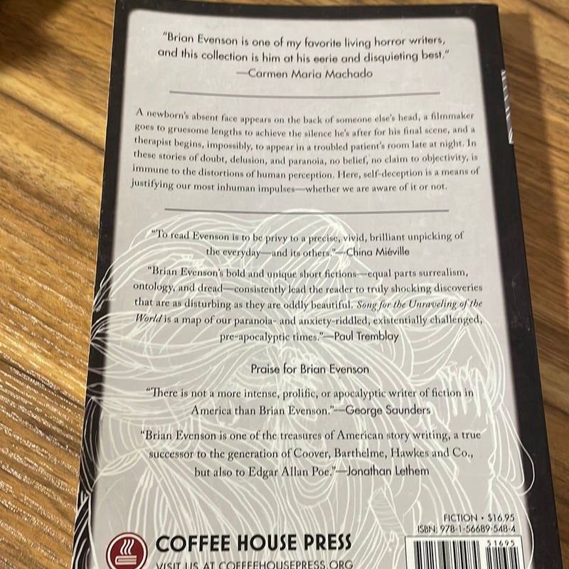 Song for the Unraveling of the World by Brian Evenson, Paperback ...