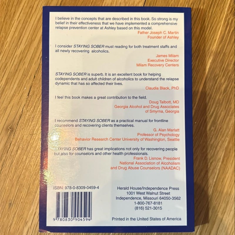 Staying Sober by Terence T. Gorski, Merlene Miller