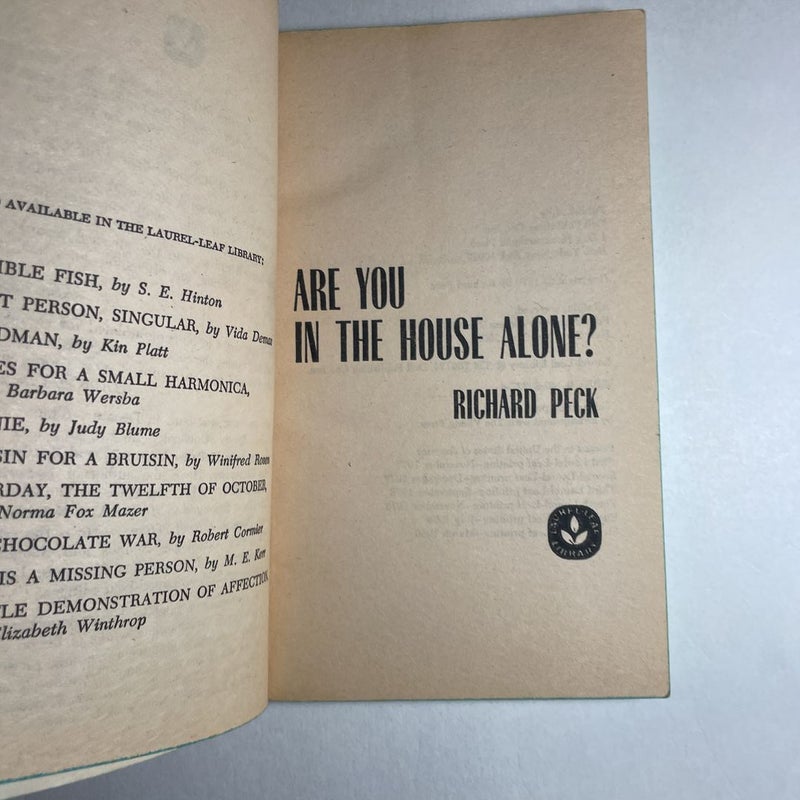 Are You in the House Alone? by Richard Peck, Paperback | Pangobooks