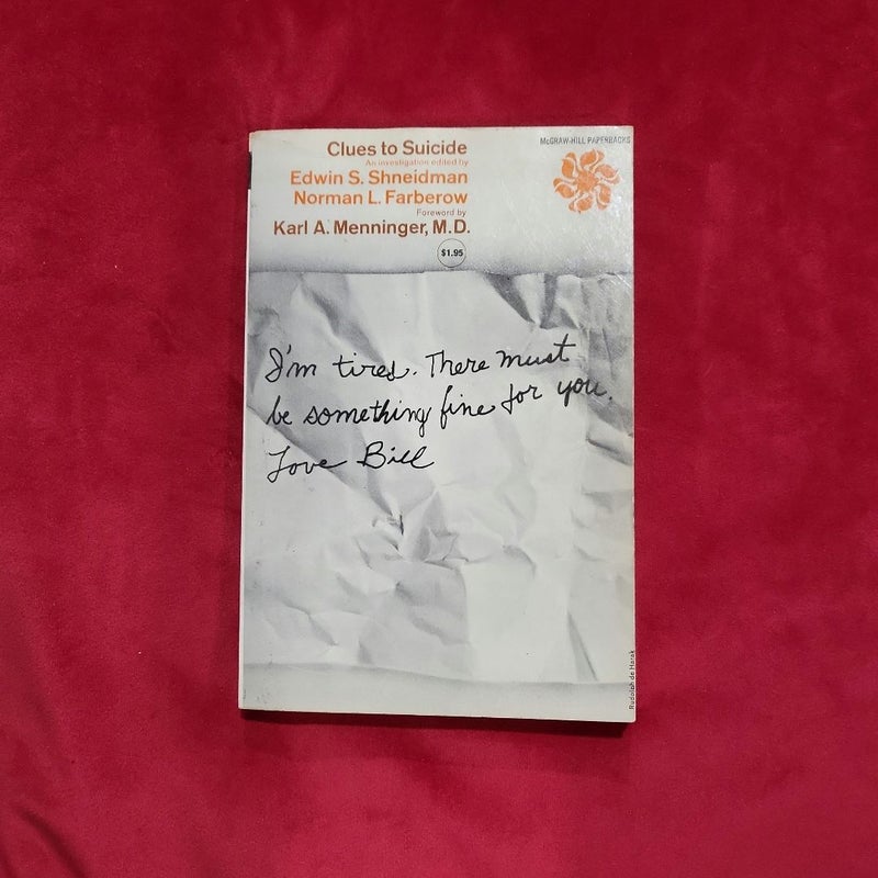 Clues to Suicide by Edwin S. Shneidman