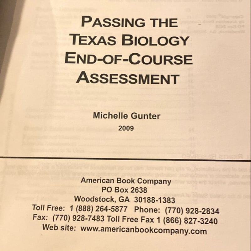 Passing the Texas Biology End-of-Course Assessment by Michelle Gunter
