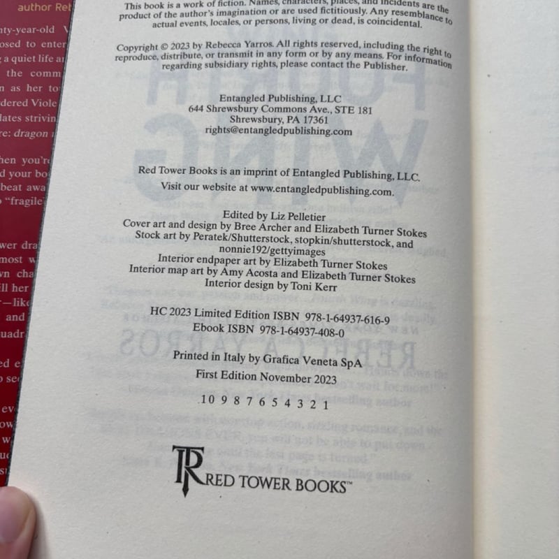 Fourth Wing Holiday First Edition Sprayed Edge Hardcover by Rebecca ...