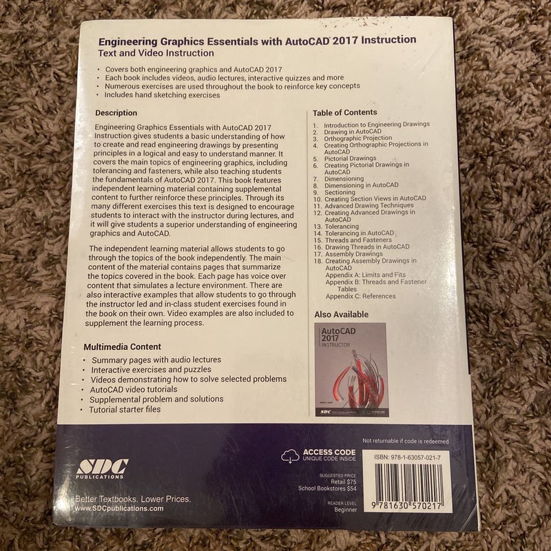 Engineering Graphics Essentials with AutoCAD 2017 Instruction by Kirstie Plantenberg