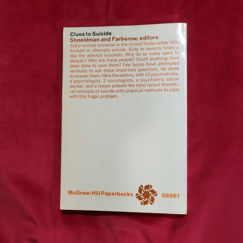 Clues to Suicide by Edwin S. Shneidman