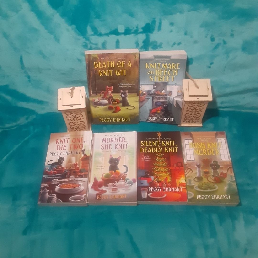 6x A Knit & Nibble cozy mystery books by Peggy Ehrhart! Murder, She Knit ; Knit One, Die Two ...