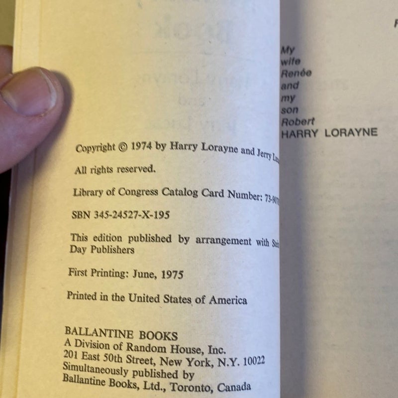 The Memory Book by Harry Lorayne, Jerry Lucas