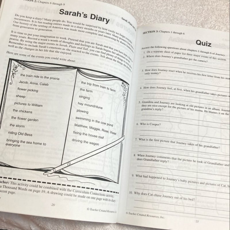 A Guide for Using Sarah, Plain and Tall and Journey in the Classroom by ...