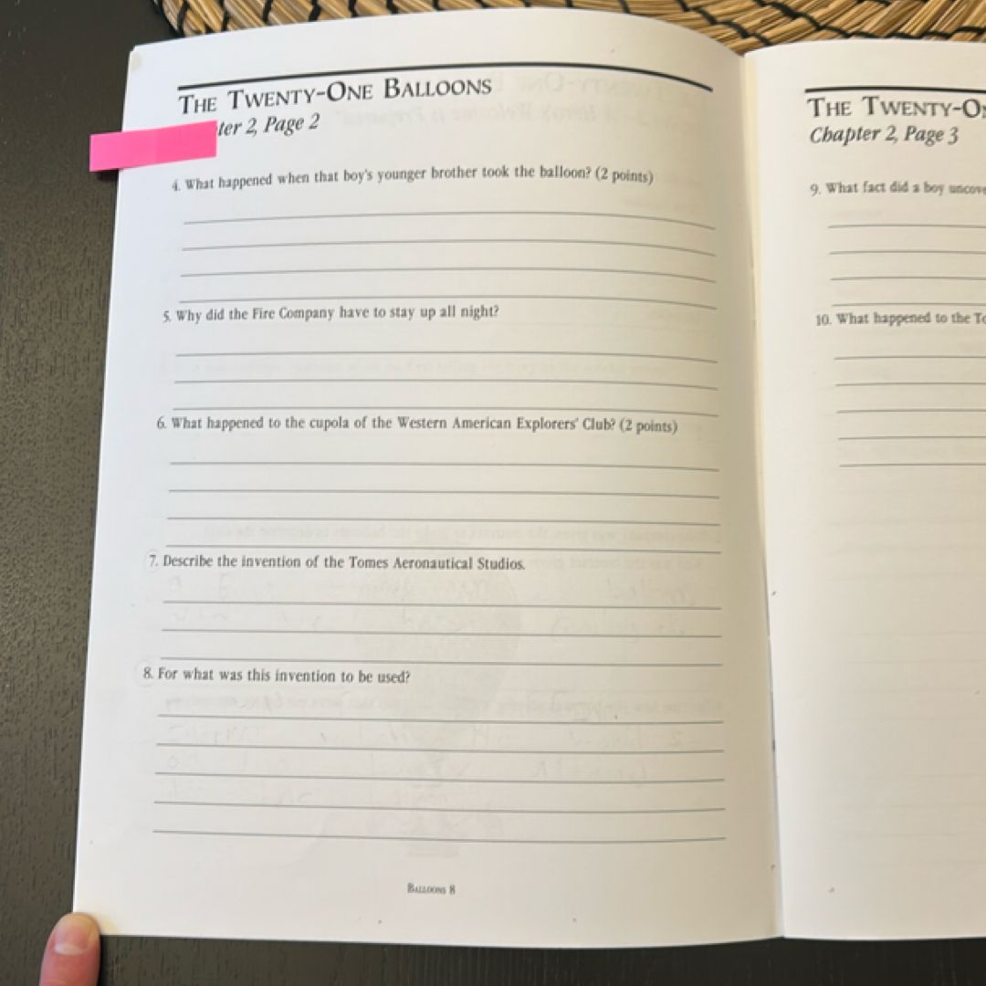 The Twenty-One Balloons Comprehension Guide by Emily Fischer, Ned Bustard