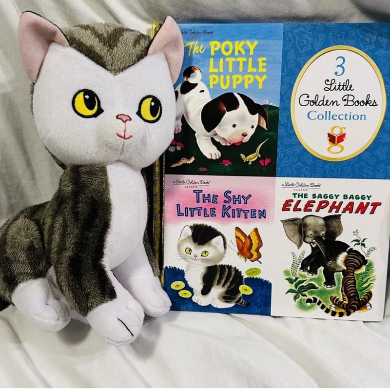 Little Golden Book 3-in-1 Hardcover & Shy Little Kitten Plush Bundle by ...