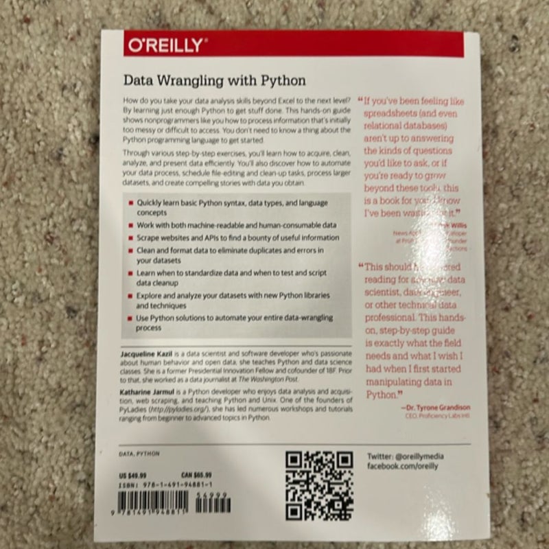 Data Wrangling with Python by Jacqueline Kazil, Katharine Jarmul