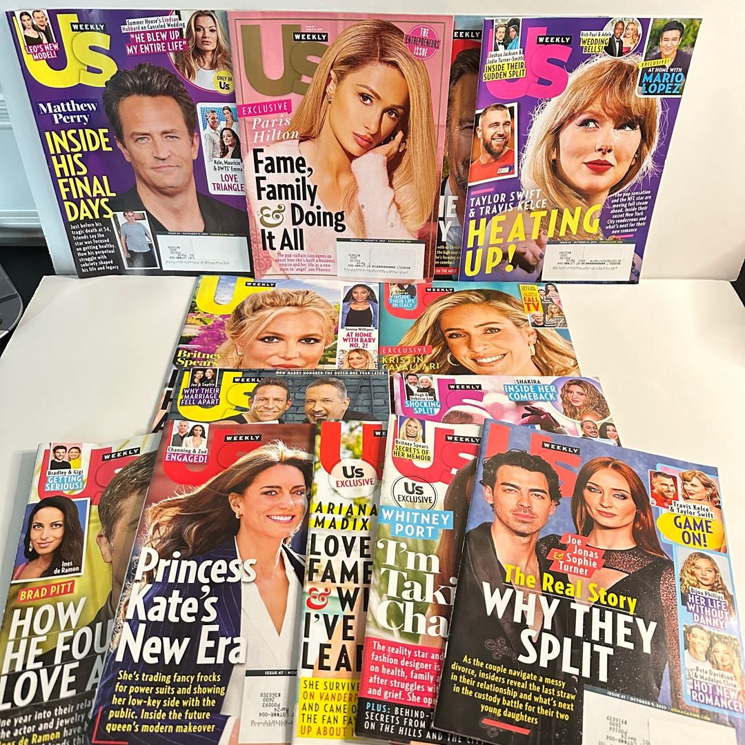 Lot of 13 US Weekly 2023 Gossip Magazines, Matthew Perry, Taylo Swift ...