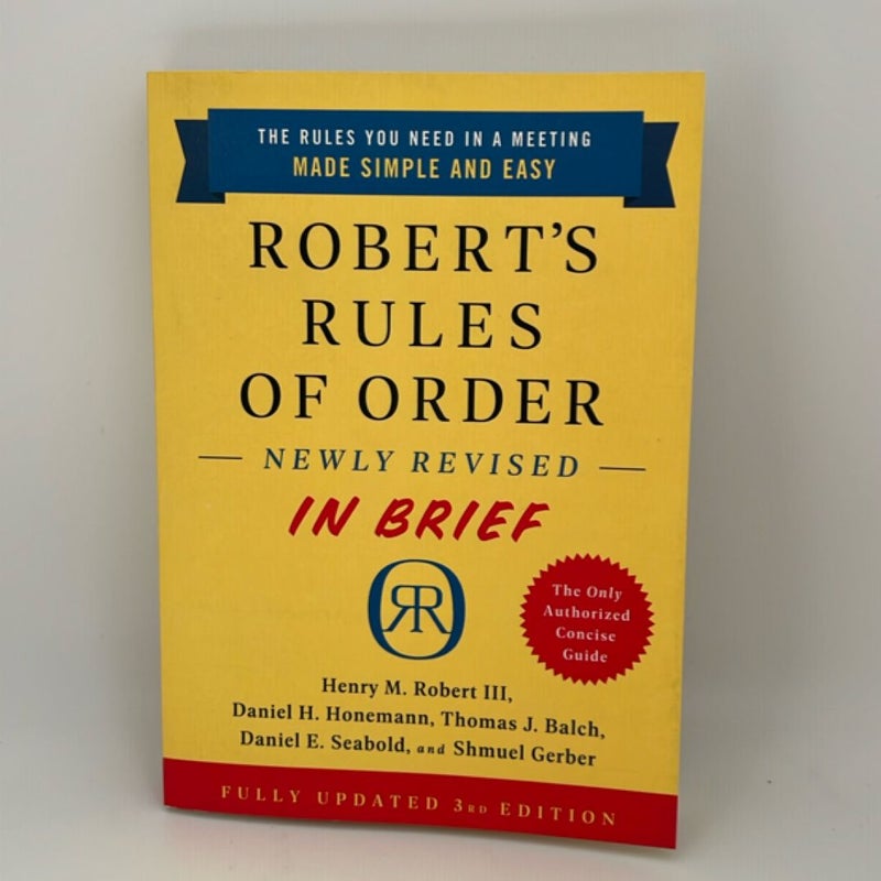 Robert's Rules of Order Newly Revised in Brief, 3rd Edition by Henry ...