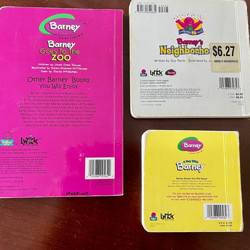 Bundle 1990s Barney the Dinosaur Board Books Educational Toddlers Book ...