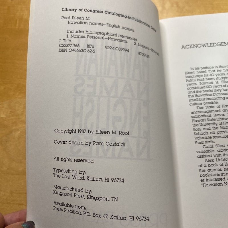 Hawaiian Names - English Names by Eileen Root