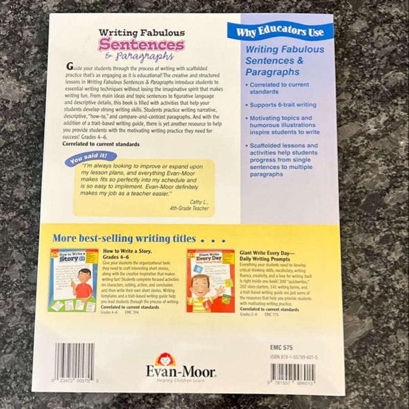 Writing Fabulous Sentences and Paragraphs by Evan-Moor Educational ...