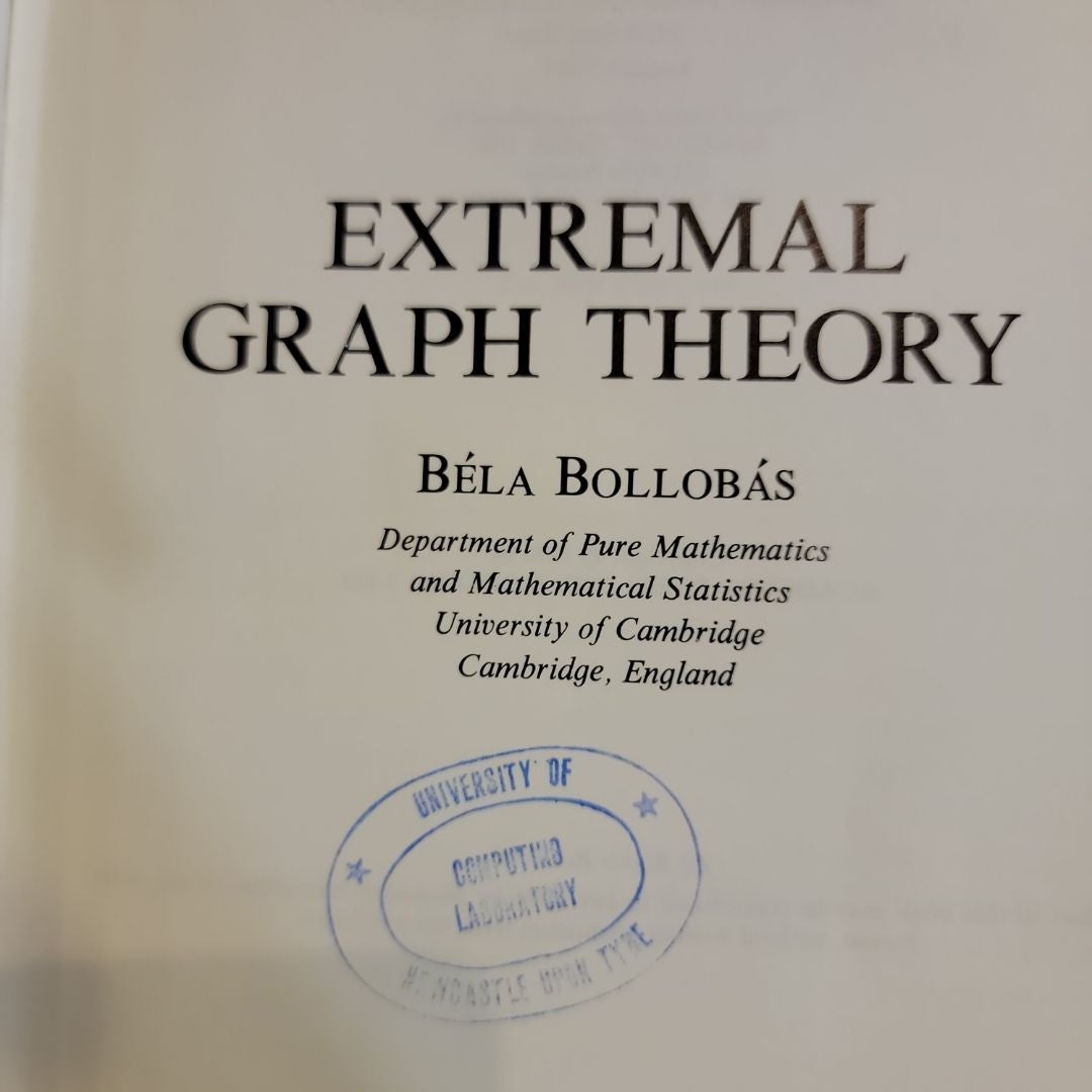 Extremal Graph Theory by Bela Bollobas