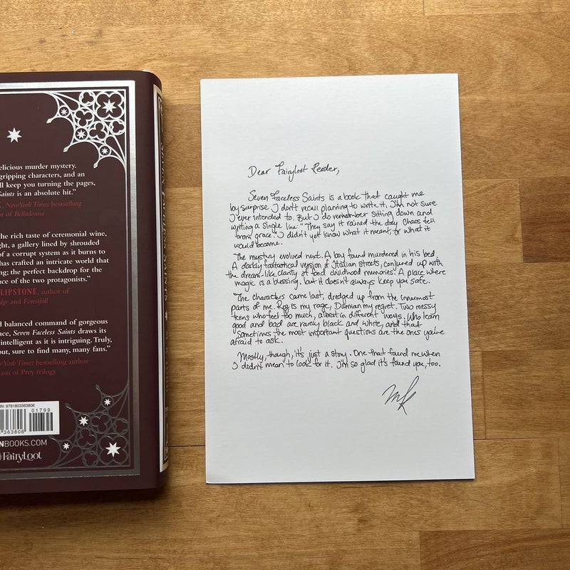 Fairyloot Seven Faceless Saints w/ author letter by M. K. Lobb ...