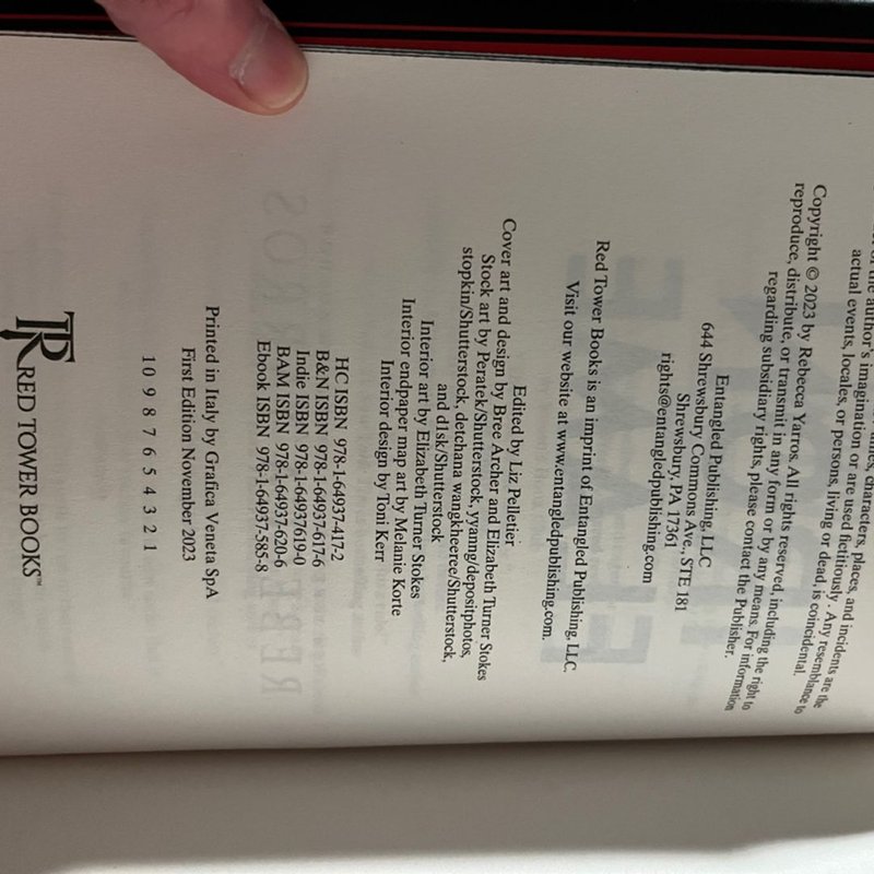 Iron Flame hand signed, first edition, first print, black sprayed edges ...