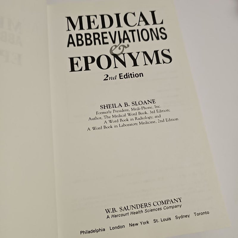Medical Abbreviations and Eponyms by Sheila B. Sloane, Paperback ...