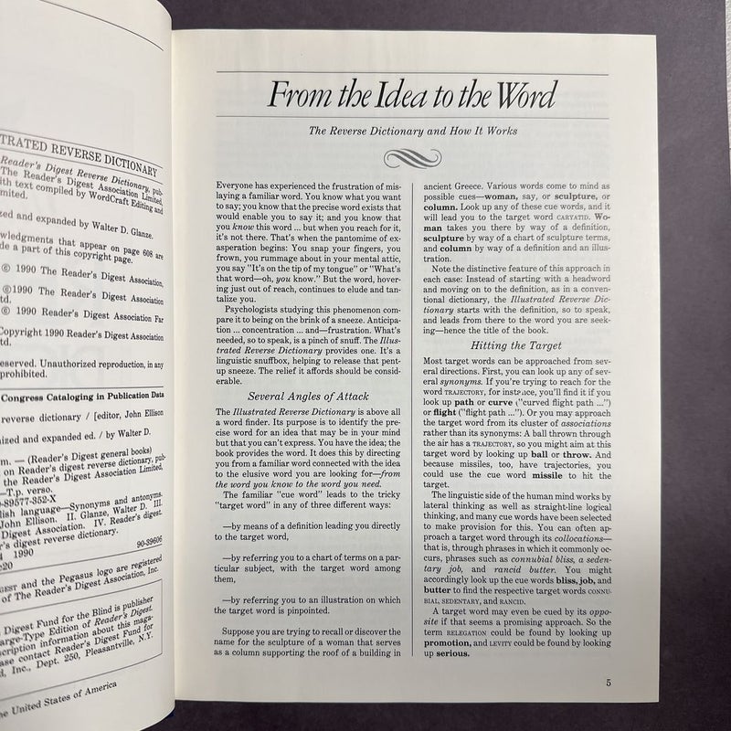 Reader’s Digest Illustrated Reverse Dictionary by John Ellison Kahn, MA ...