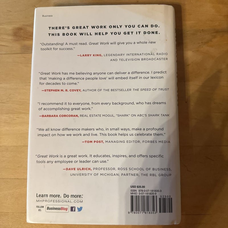 Great Work: How to Make a Difference People Love by David Sturt ...